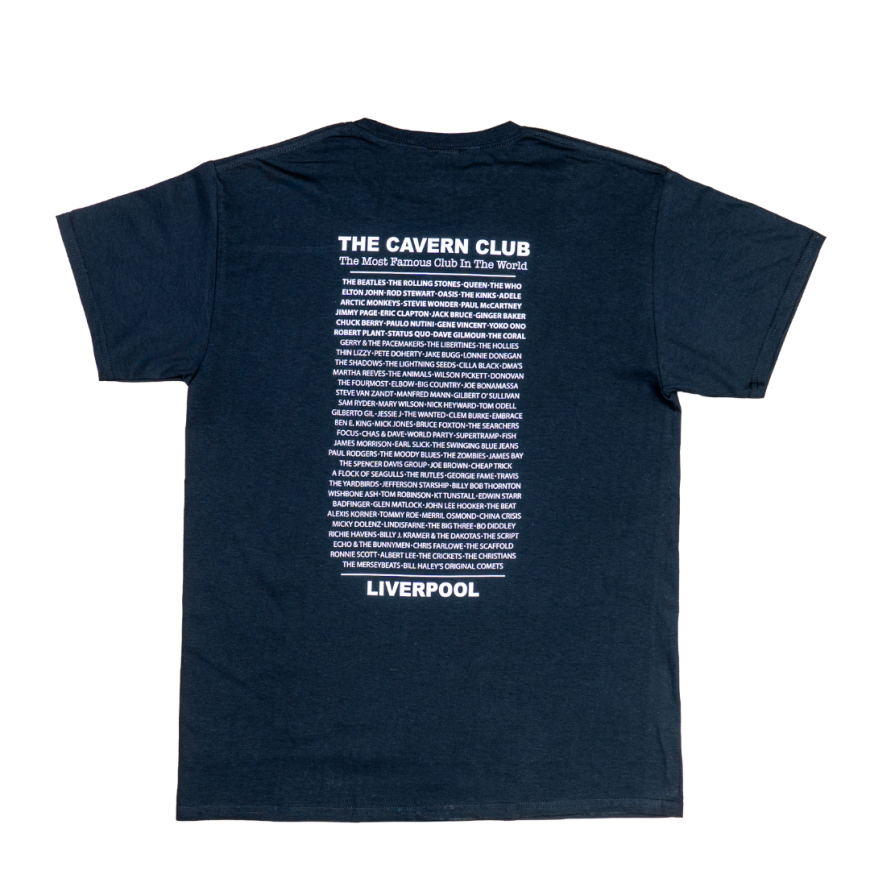 Men’s Cavern Club Liverpool T-Shirt – Classic Logo with Artist Lineup ...
